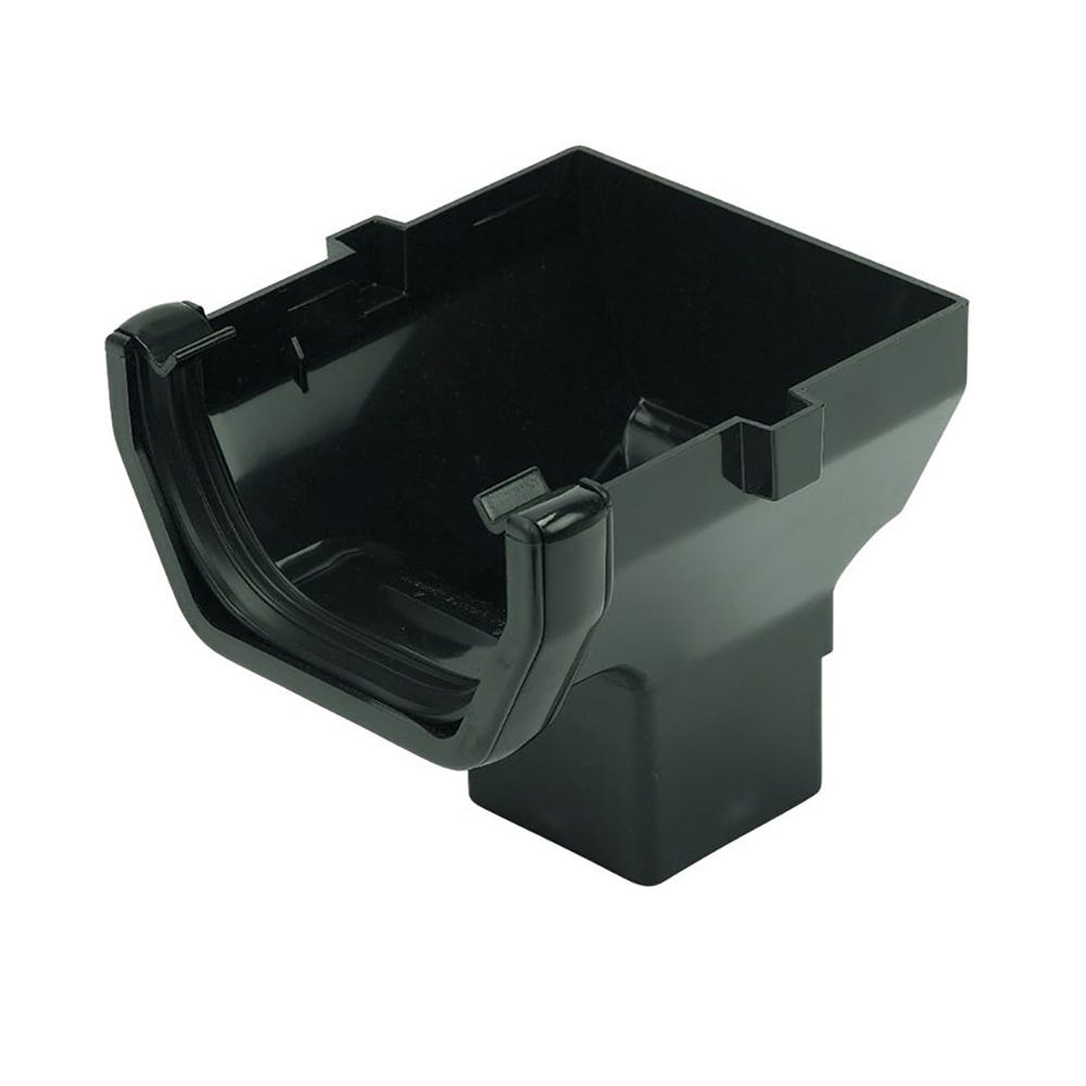 114mm FloPlast Square Gutter Stop End Outlet Black