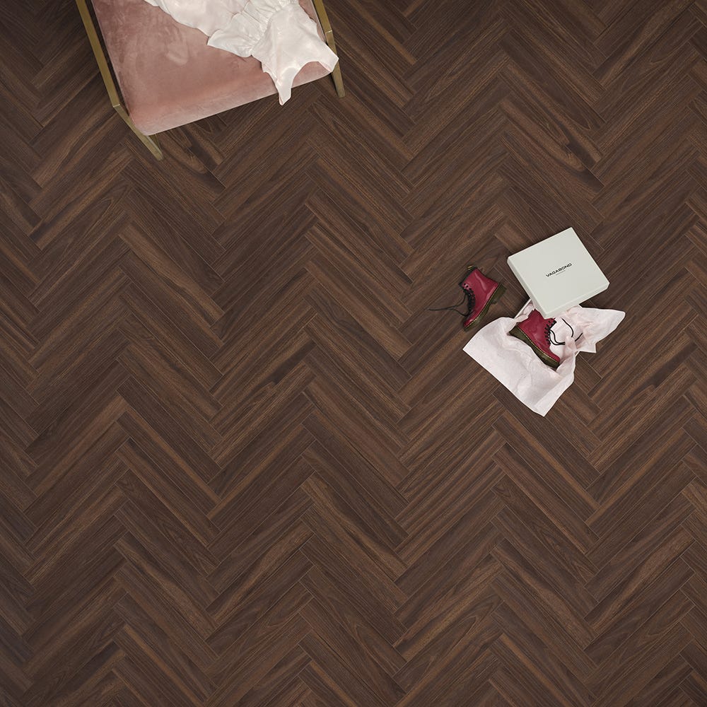 Berry Alloc Chateau Herringbone 8mm Walnut Brown Laminate Flooring - Pack B