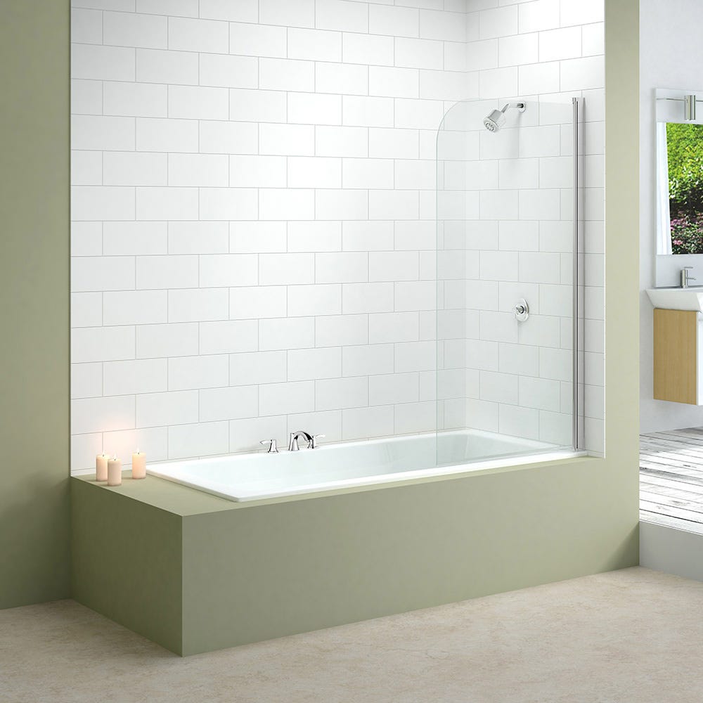 Merlyn 800mm x 1500mm Single Curved Bath Screen Silver