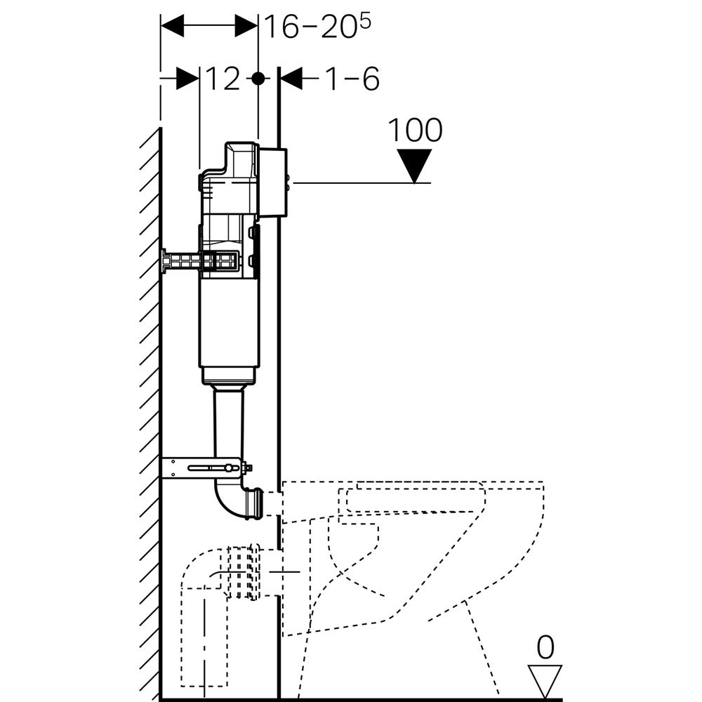 Geberit Delta Concealed Cistern 12cm With Delta 30 Flush Plate Chrome