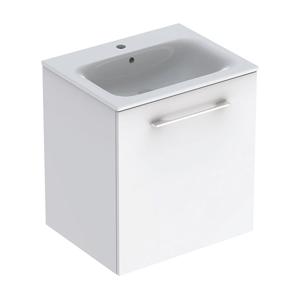 Geberit Selnova Square 600mm Wall Hung Basin & 1 Door Vanity Unit ...