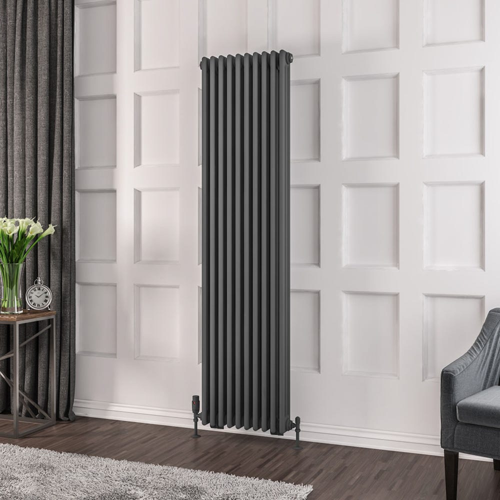 Eastbrook Rivassa Matt Anthracite 3 Column Radiator 1800 x 473mm