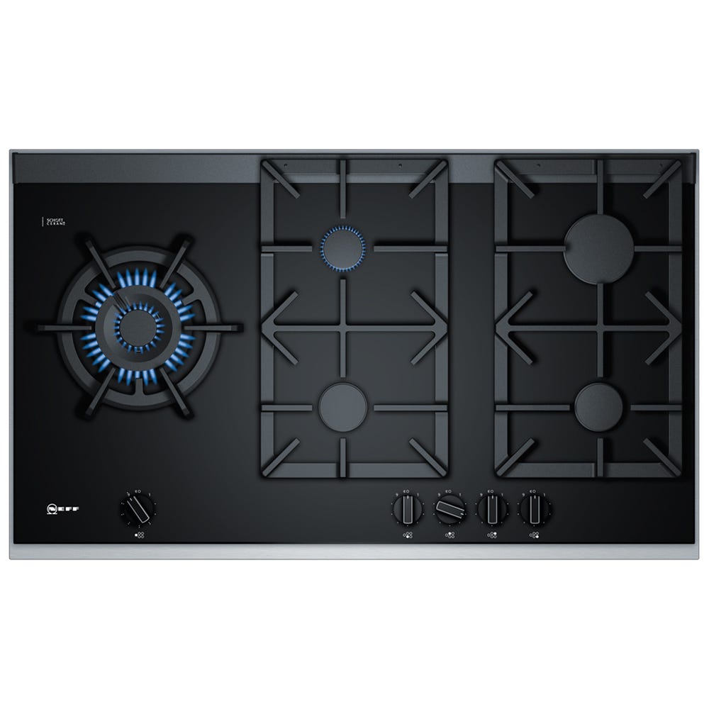 Neff T29TS79N0 N90 90cm 5 Burner Gas Hob Black Glass