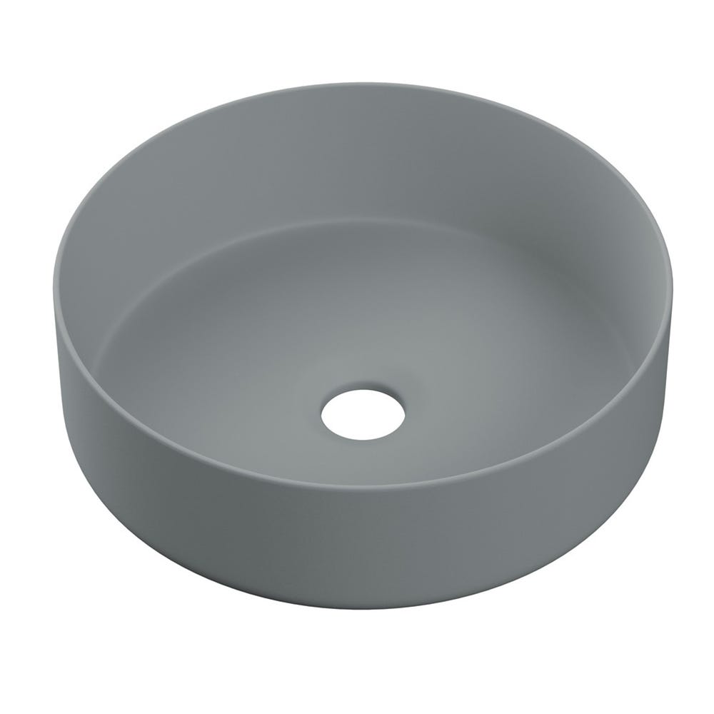 Geneva 355mm Round Ceramic Countertop Basin & Waste Matt Grey