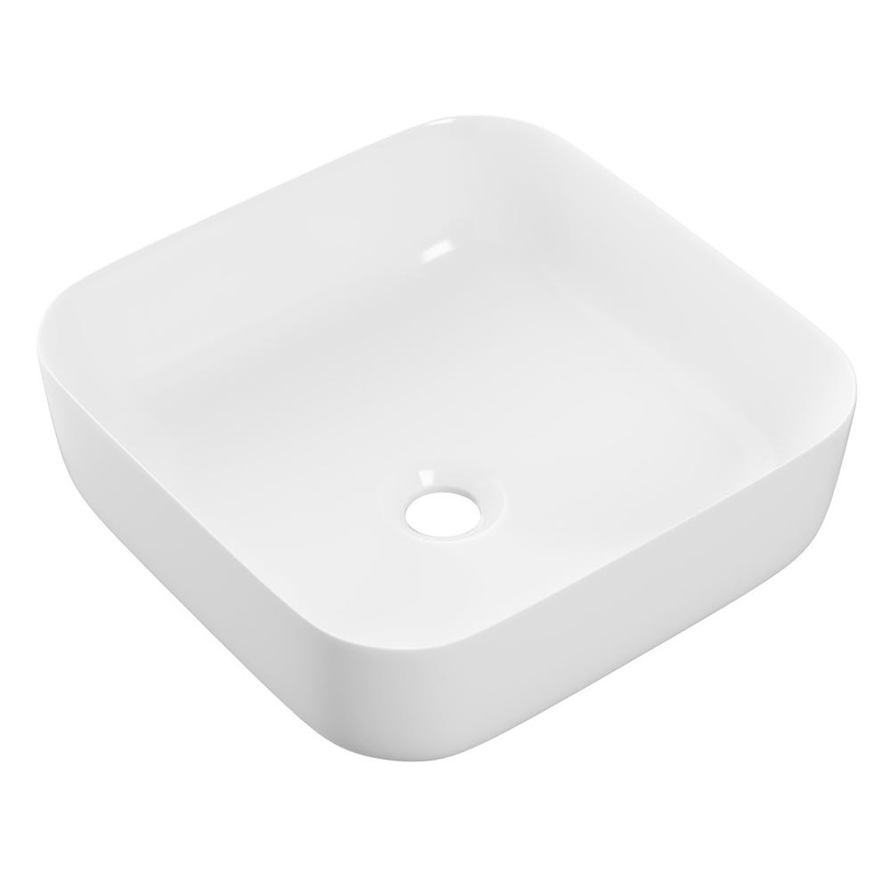 Geneva 400mm Ceramic Square Countertop Basin & Waste Matt White