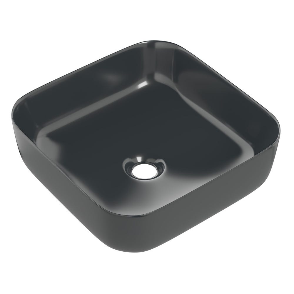 Geneva 400mm Ceramic Square Countertop Basin & Waste Matt Black