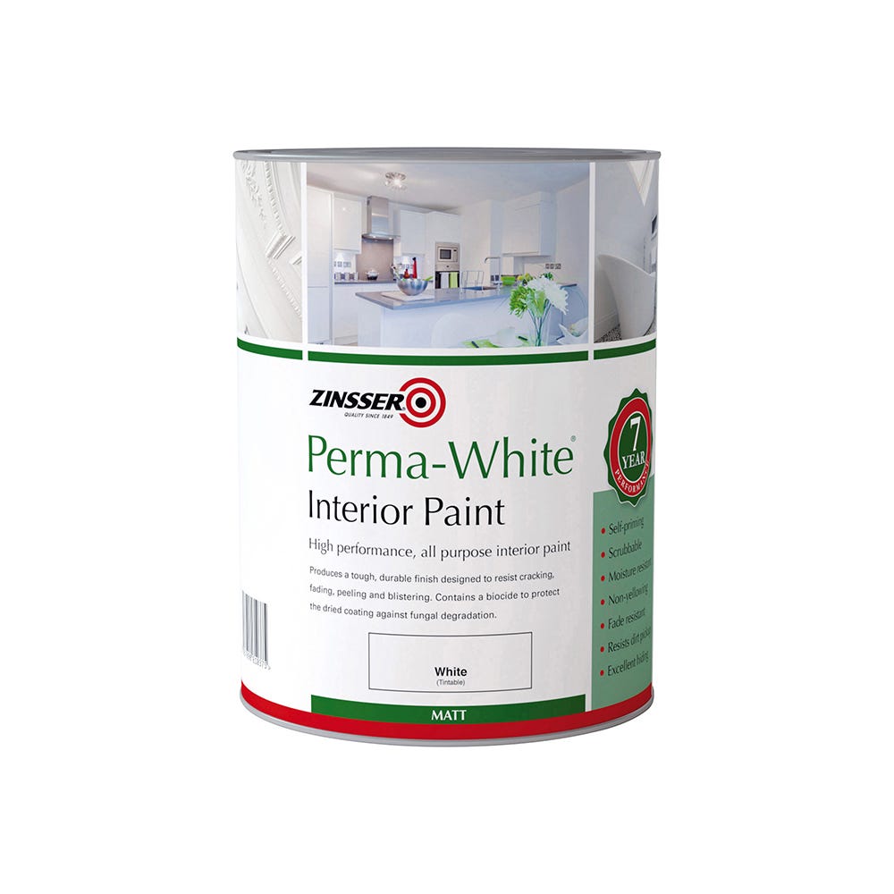 Zinsser Perma-White Interior Mould and Mildew Proof Paint Matt White 1L