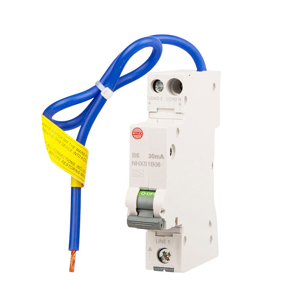 Wylex RCBO Single Pole Single 6A 30mA Module B NHXS1B06
