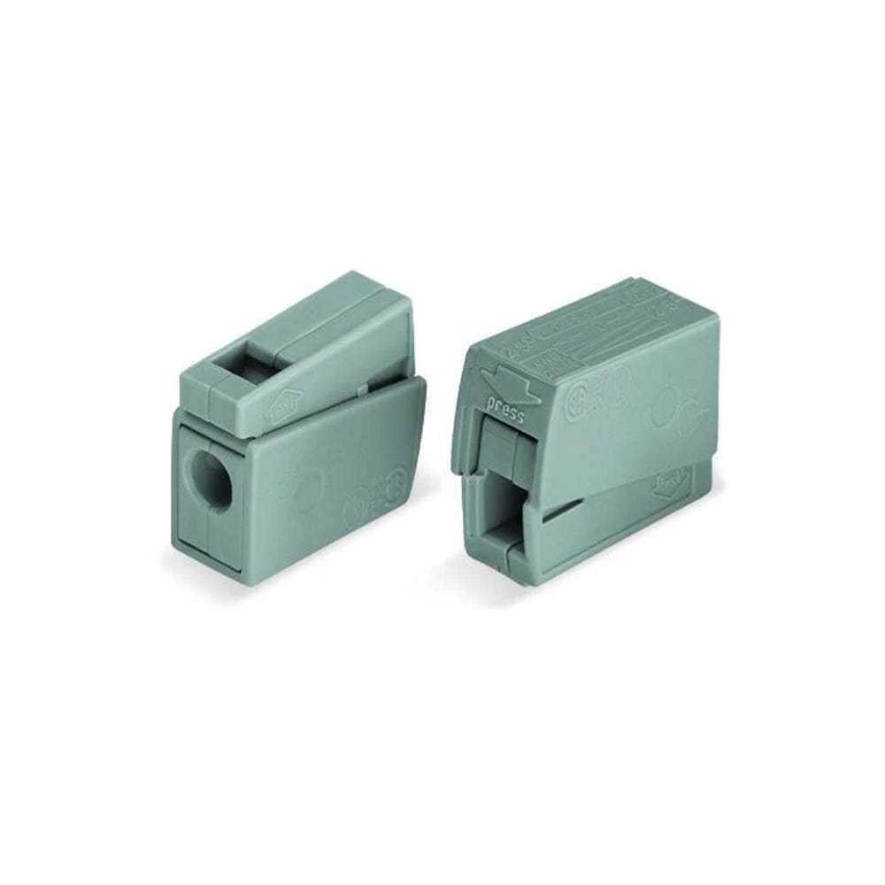 Wago 24A 2 Way Lighting Cable Connector 224 Series Grey Box of 100