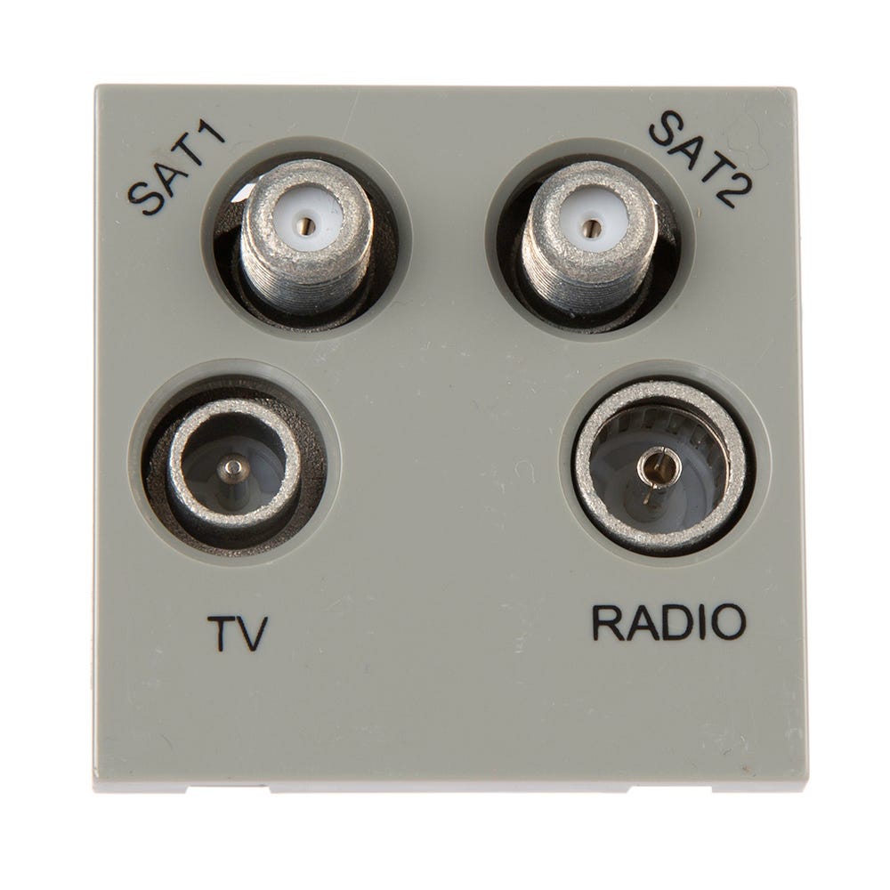 BG Euro Module TV, Radio, Dual Satellite Outlet Grey EMTVFMSAT2G