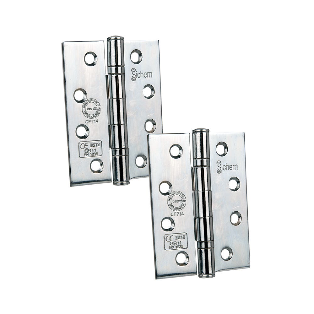 Ce11 Steel BB Hinges 100 x 76mm Polished Chrome Pair