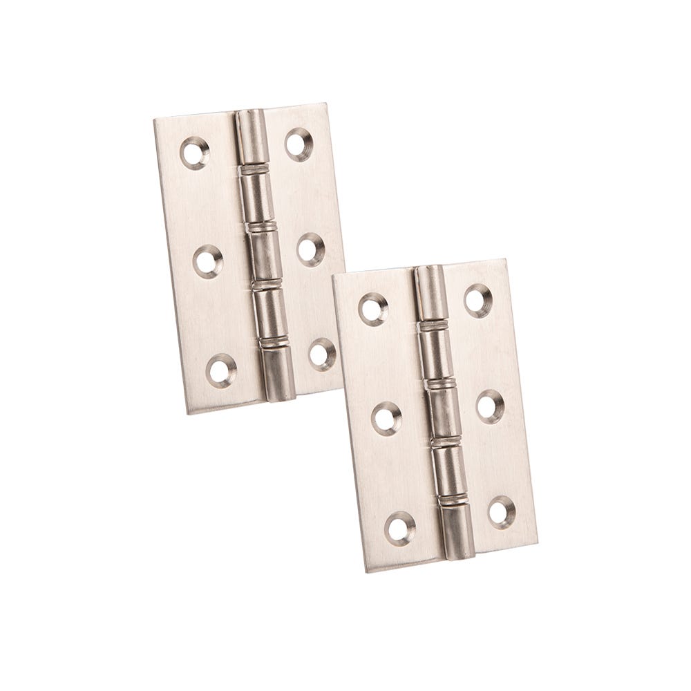 Stainless Steel Washered Butt Hinges 76 x 51mm Satin Chrome Pair