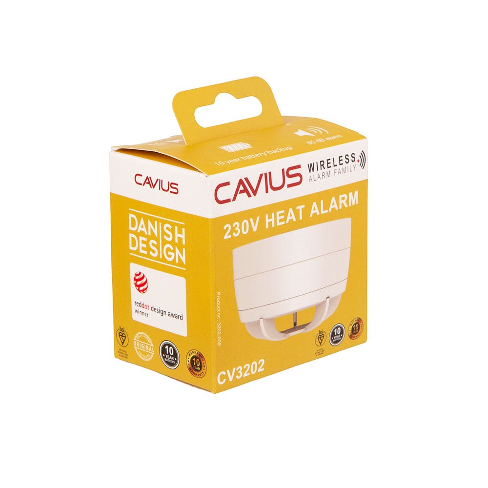 Kidde Cavius RF Mains Powered Heat Alarm with 10 Year Lithium Battery ...