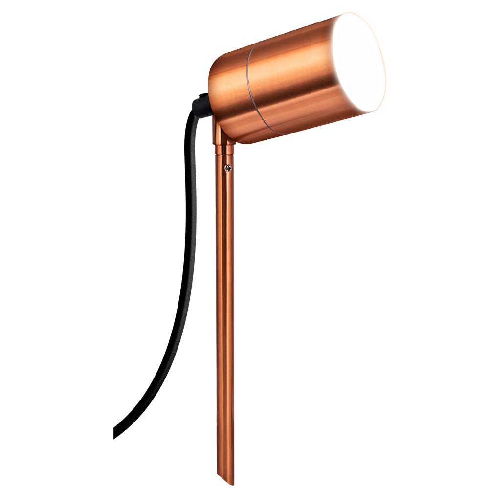 Luceco 35W IP54 GU10 Ground Spike Spotlight Copper Steel