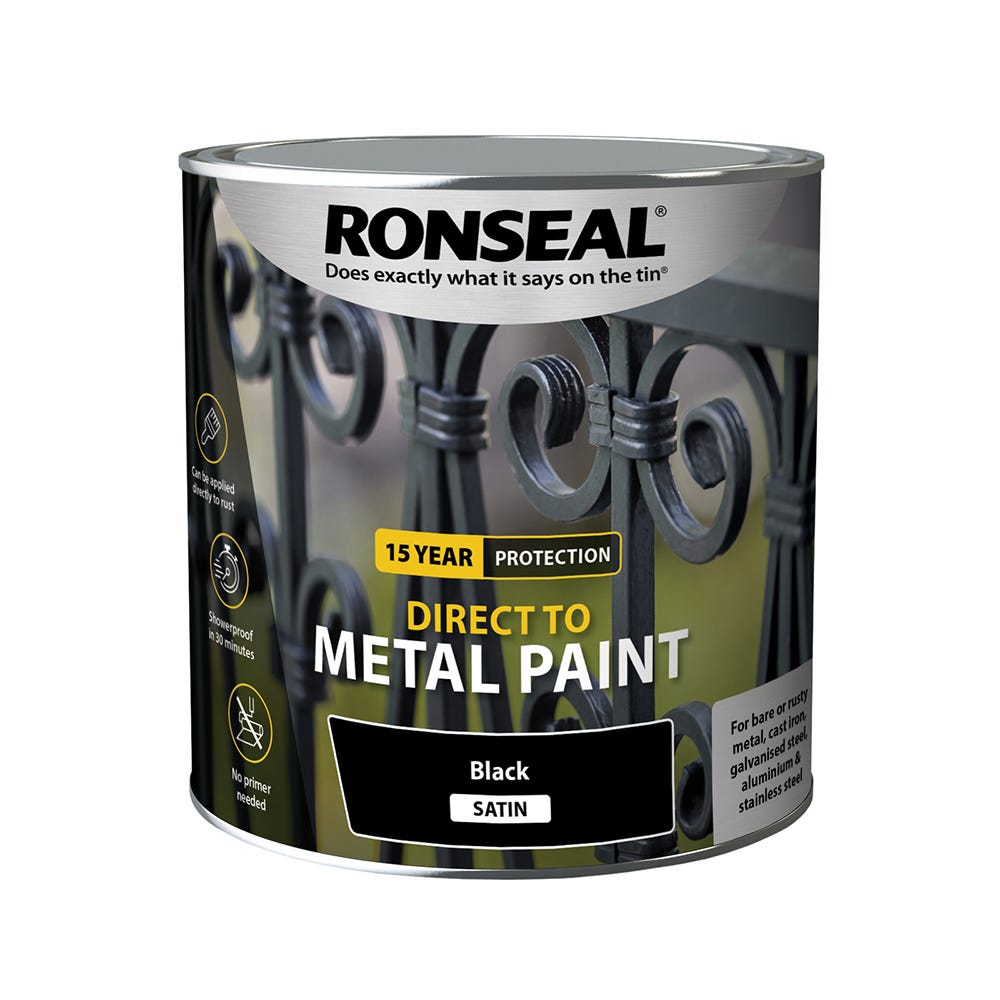 Ronseal Direct to Metal Paint Black Satin 2.5L