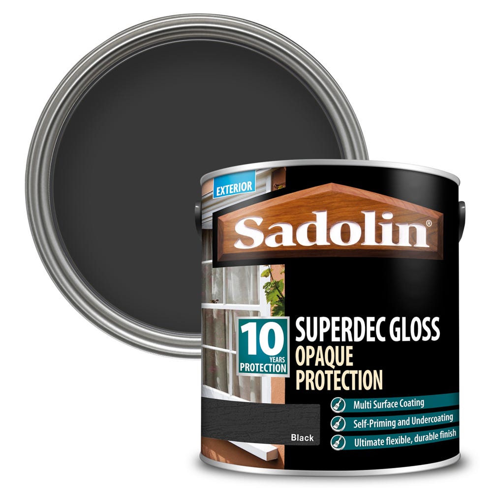 Sadolin Superdec Opaque Wood Protection Gloss Black 2.5L
