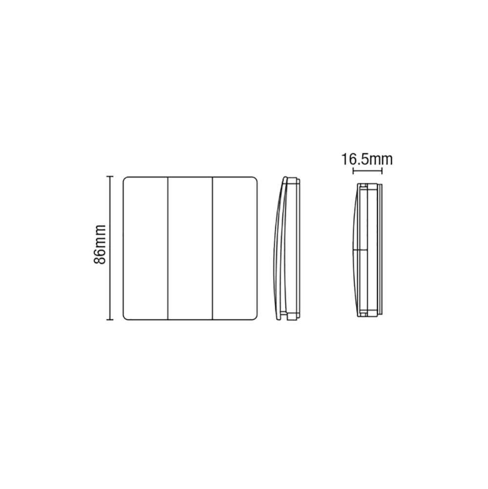 Culina Konect 3 Gang 3 Way IP42 Kinetic Switch Matt Black CUL-40036