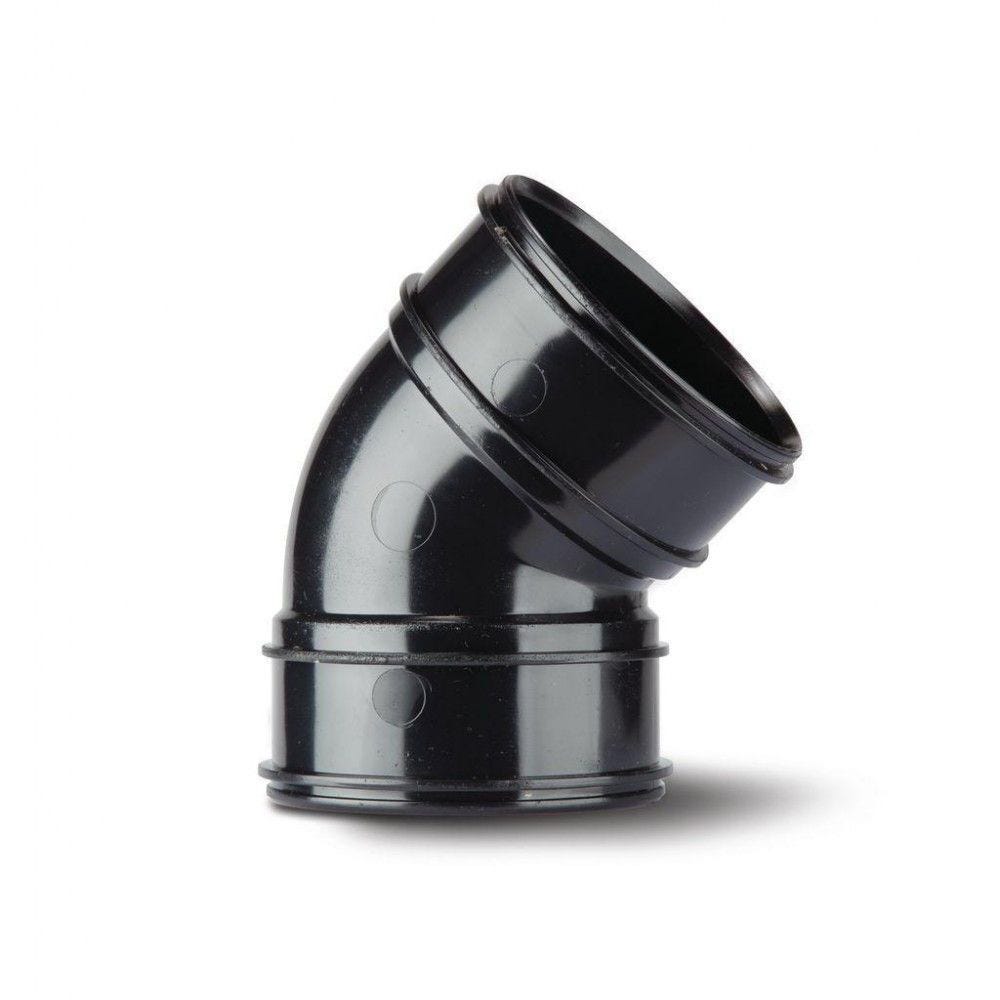 110mm FloPlast Solvent Soil 135° (45°) Bend Double Socket Black