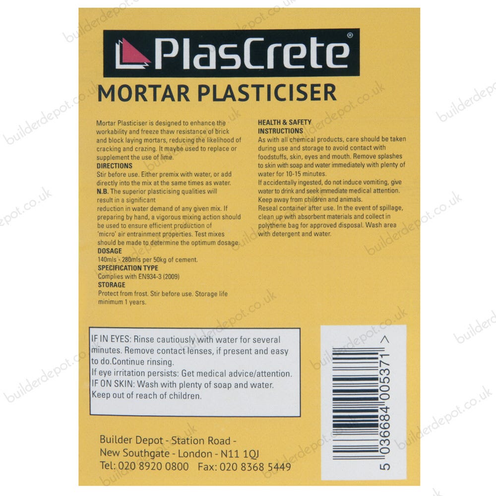 PlasCrete Liquid Mortar Plasticiser 5L