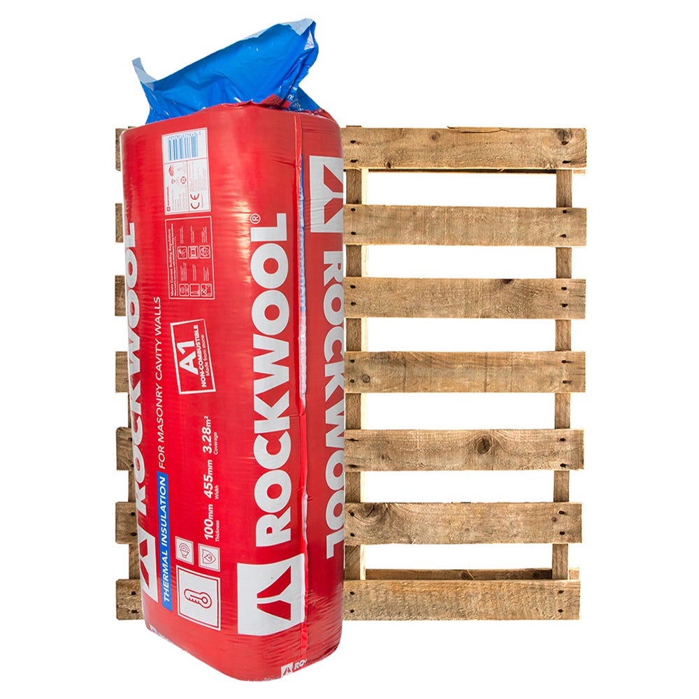 100mm Rockwool Thermal Insulation Cavity Batt 1200mm x 455mm Pallet of ...