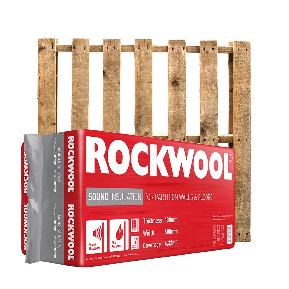 100mm Rockwool Sound Insulation Slab 1200mm x 400mm Pallet of 25 (72m²)