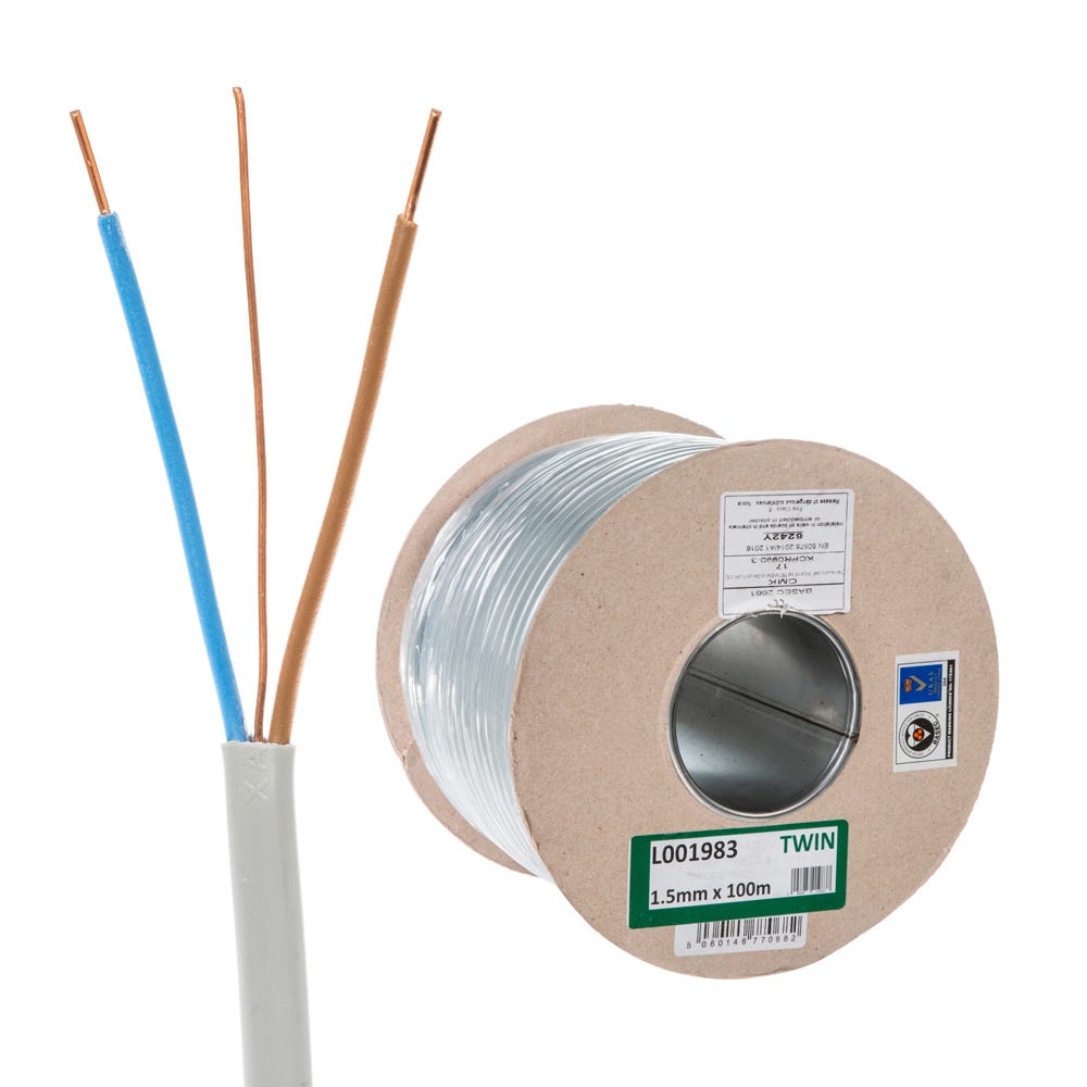 1.5mm Twin and Earth Cable 100m Drum 6242Y