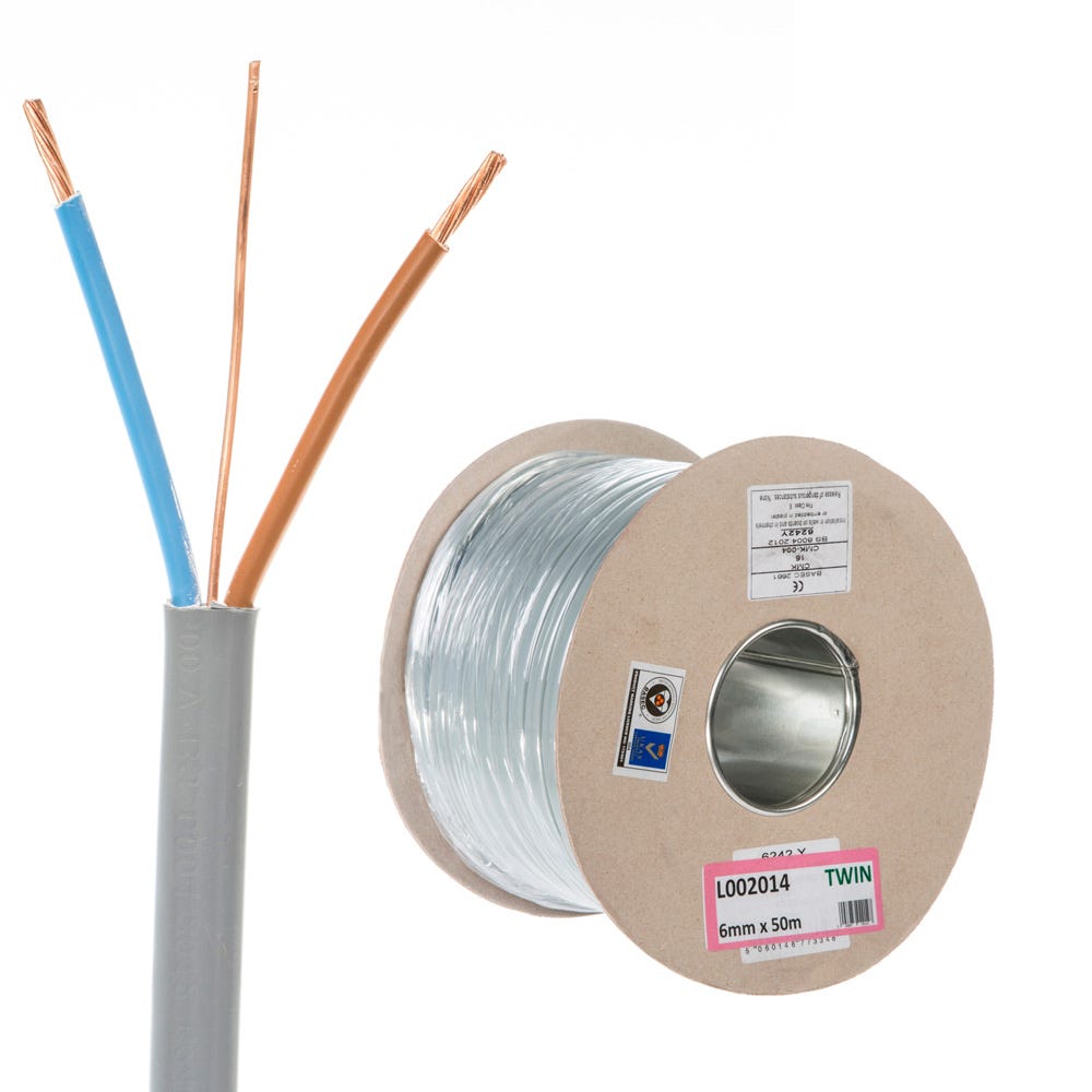 6mm Twin and Earth Cable 50m Drum 6242Y