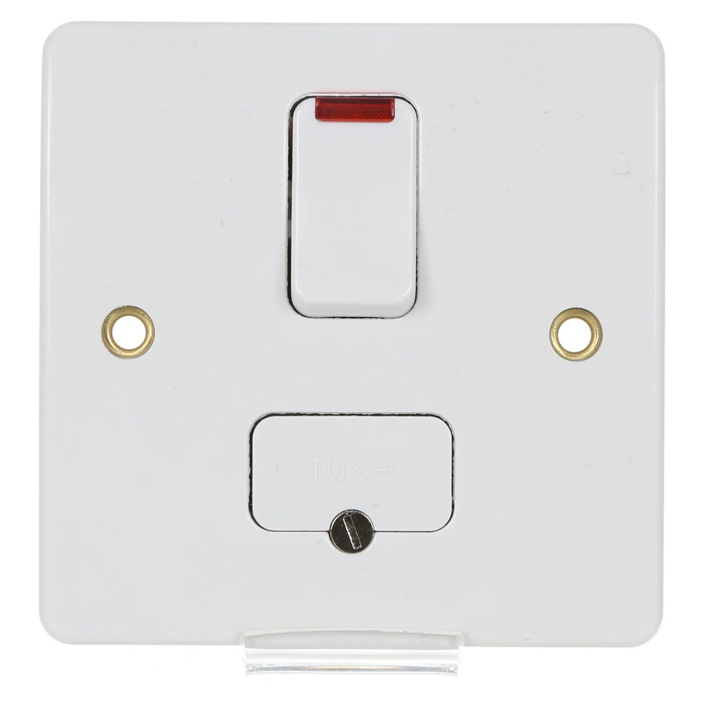 MK White 13A Switched Fused Spur & Neon K1060WHI