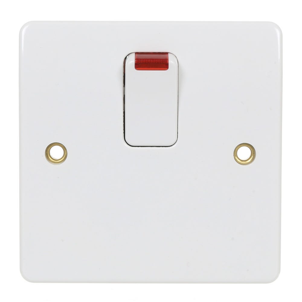 MK 20A Double Pole Switch plus Neon with Base Flex Outlet K5423WHI