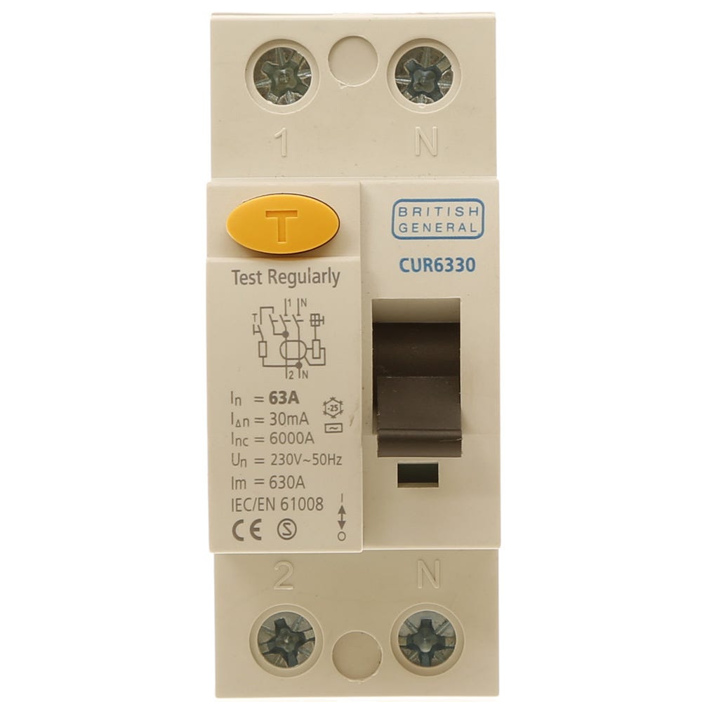 BG Nexus Double Pole RCD 63A 30mA Type AC CUR6330