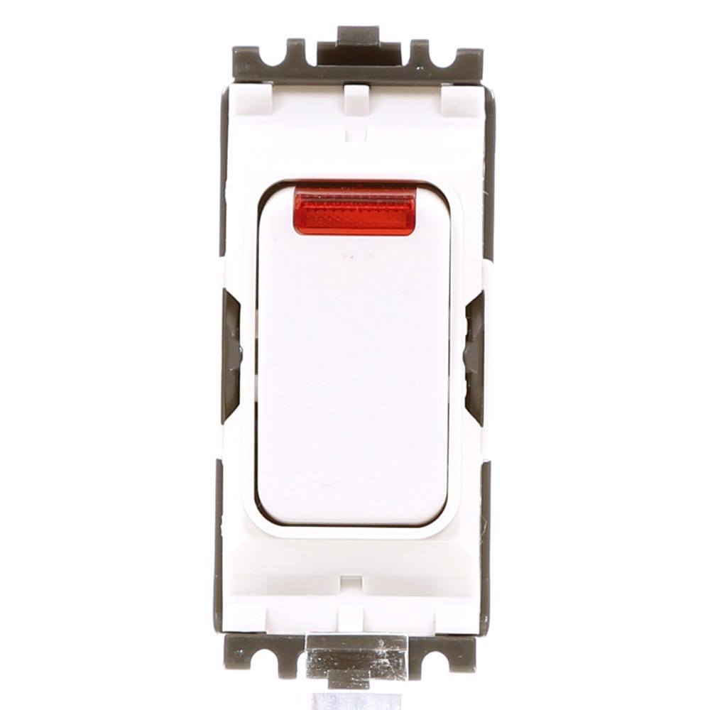 MK 20A Double Pole 1 Way Grid Plus with Neon Switch Module K4896NWHI