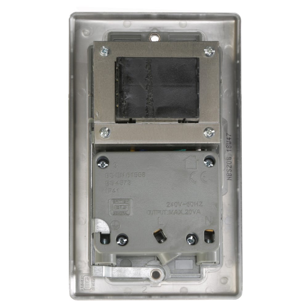 BG Nexus 115/230V Dual Voltage Shaver Socket Brushed Steel with Grey ...