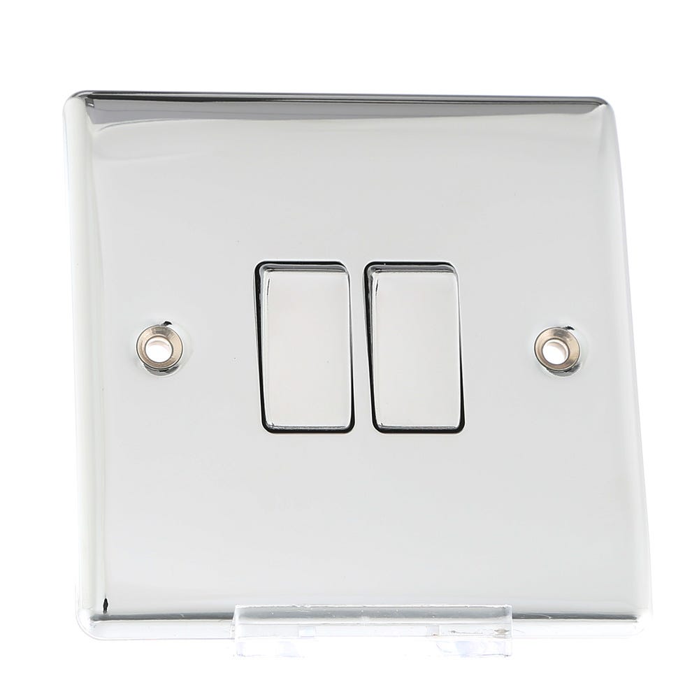 BG Nexus 10A 10AX 2 Gang 2 Way Light Switch Polished Chrome NPC42-01